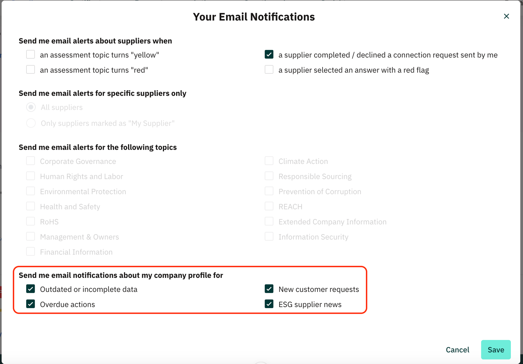 Subscribe to/ unsubscribe from email notifications as a registered user