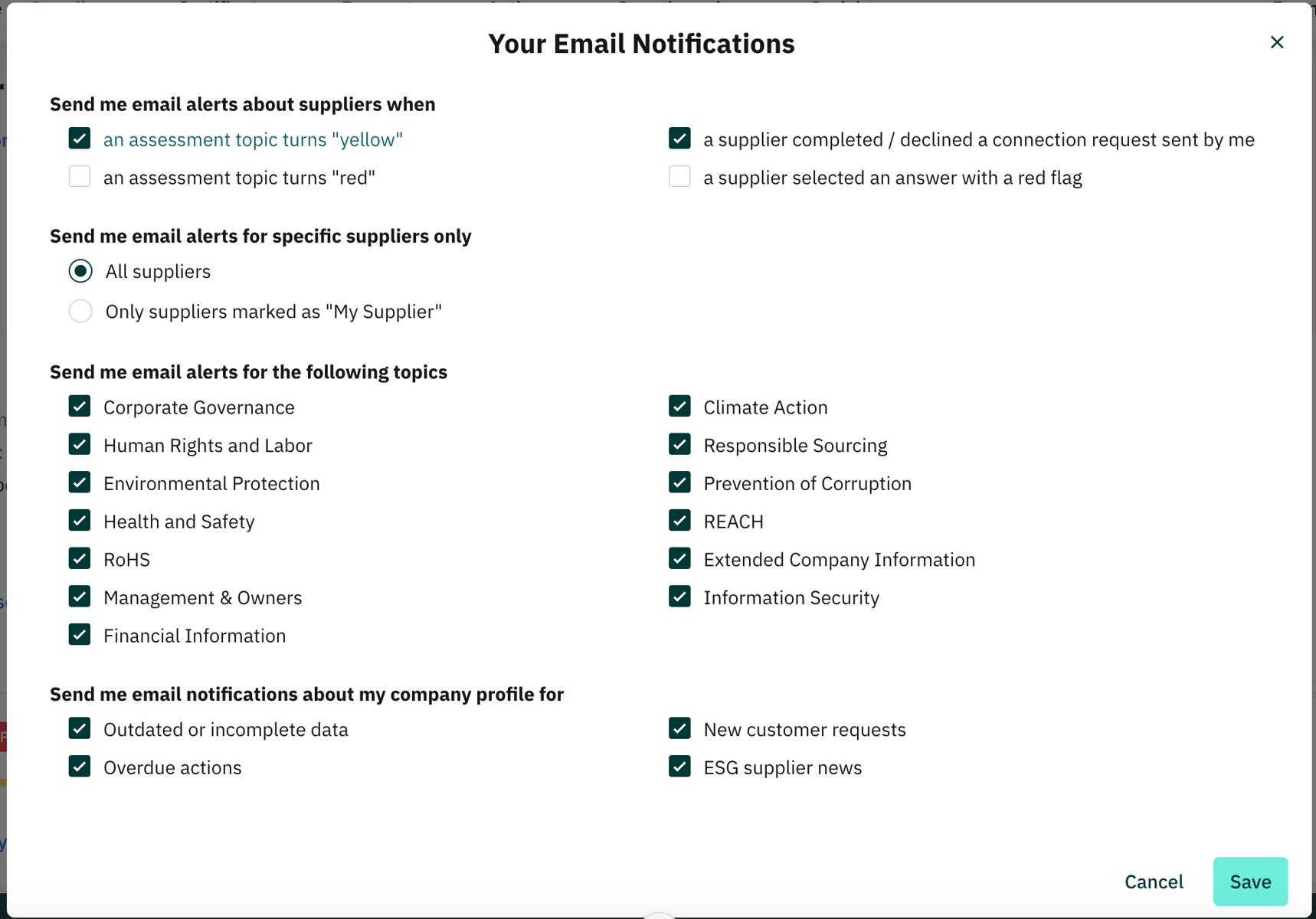 Subscribe to/ unsubscribe from email notifications as a registered user